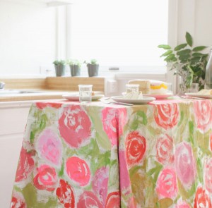 Painted Floral Tablecloth